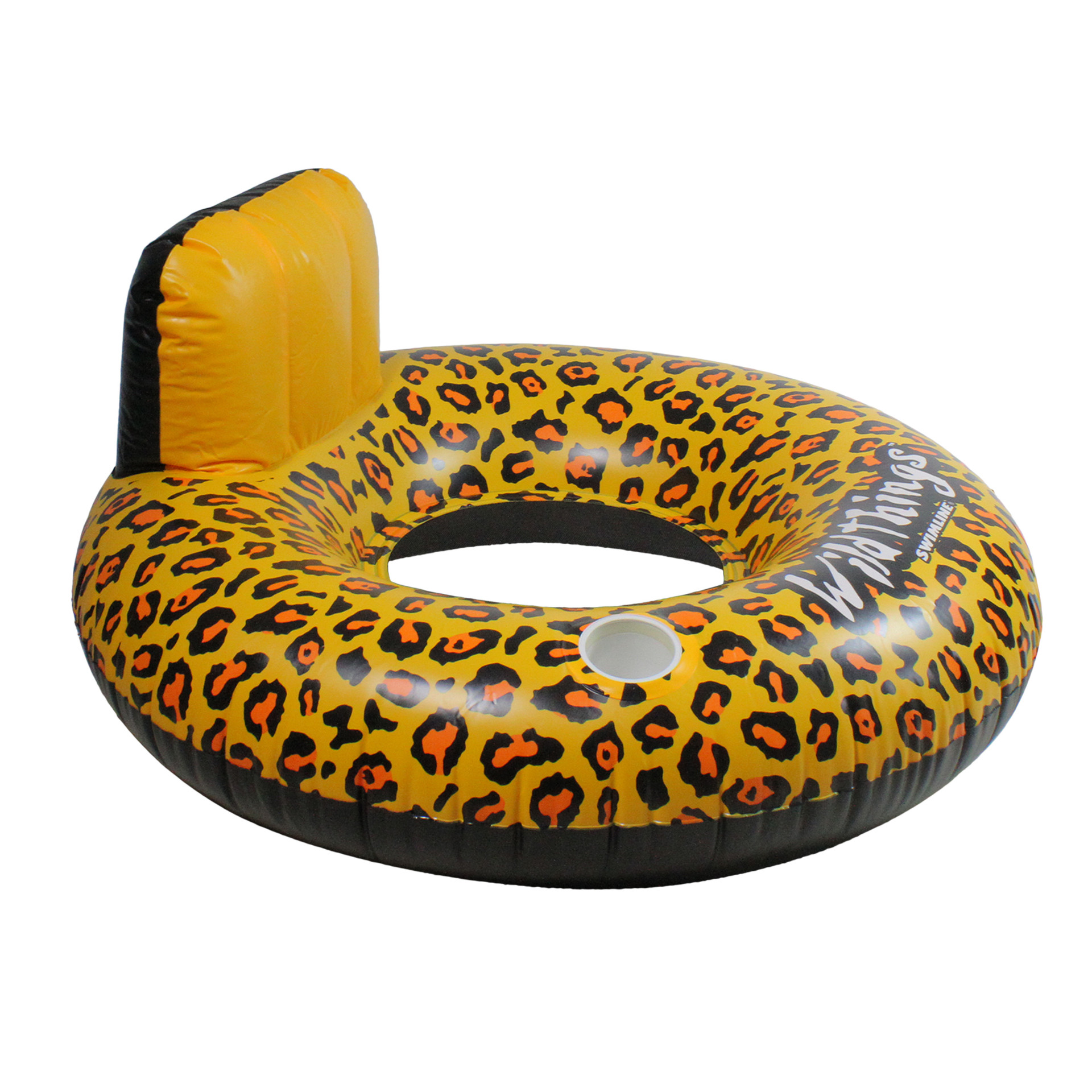 40" Inflatable Leopard Print Swimming Pool Ring Float with Beverage ...