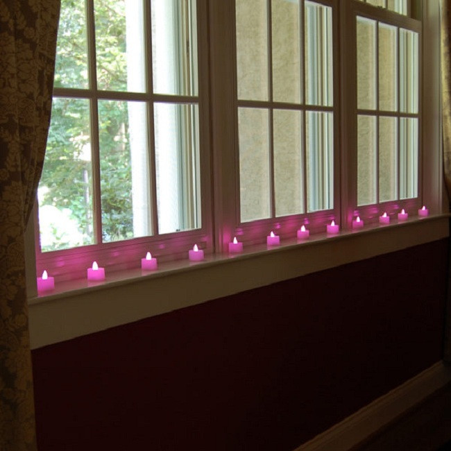 Set of 12 Flickering Pink Battery Operated LED Tea Lights 1.5" | Pool ...