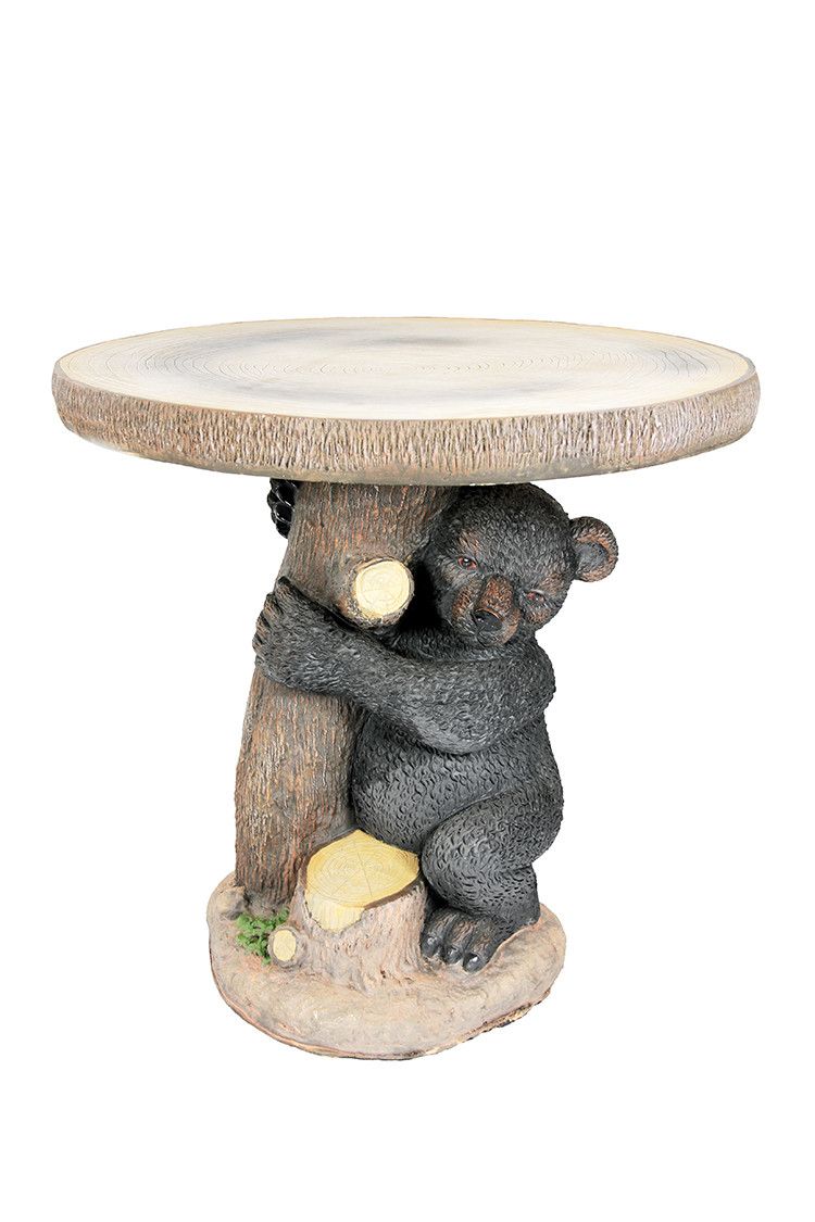 3pc Black Bear Hugging Tree Table & Chair Novelty Garden Patio ...
