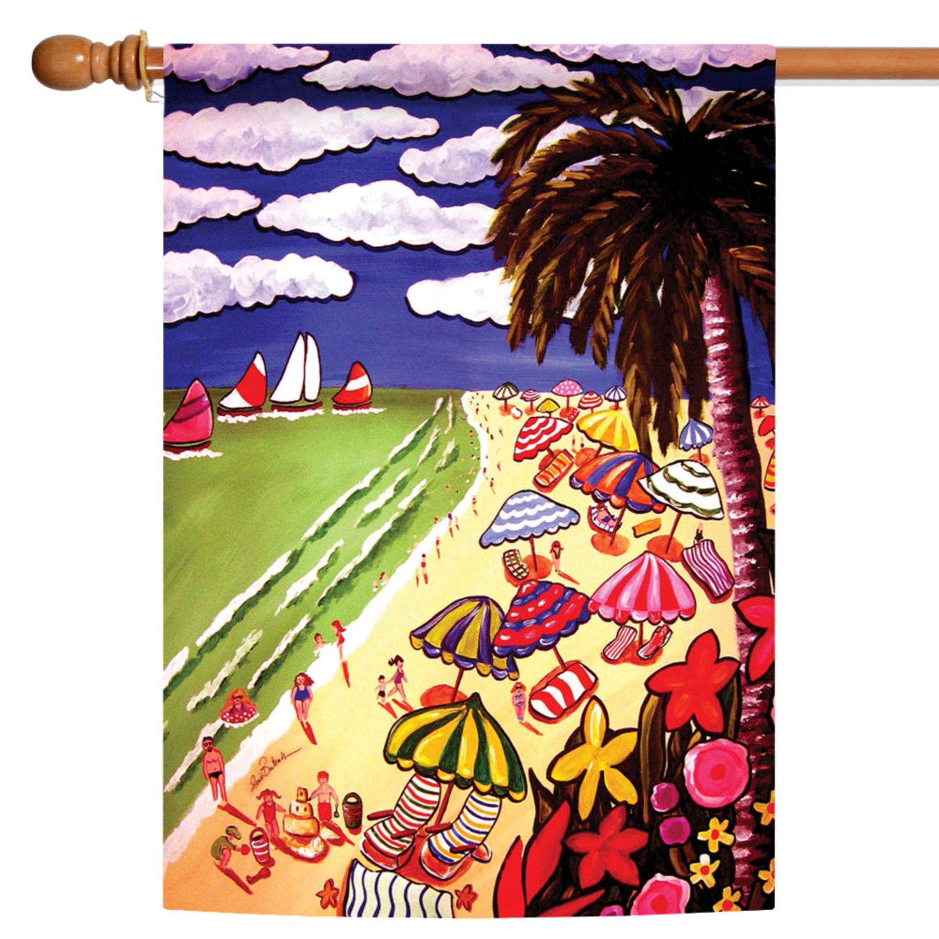 Tropical Pismo Beach Outdoor House Flag 40" x 28" | Pool Central