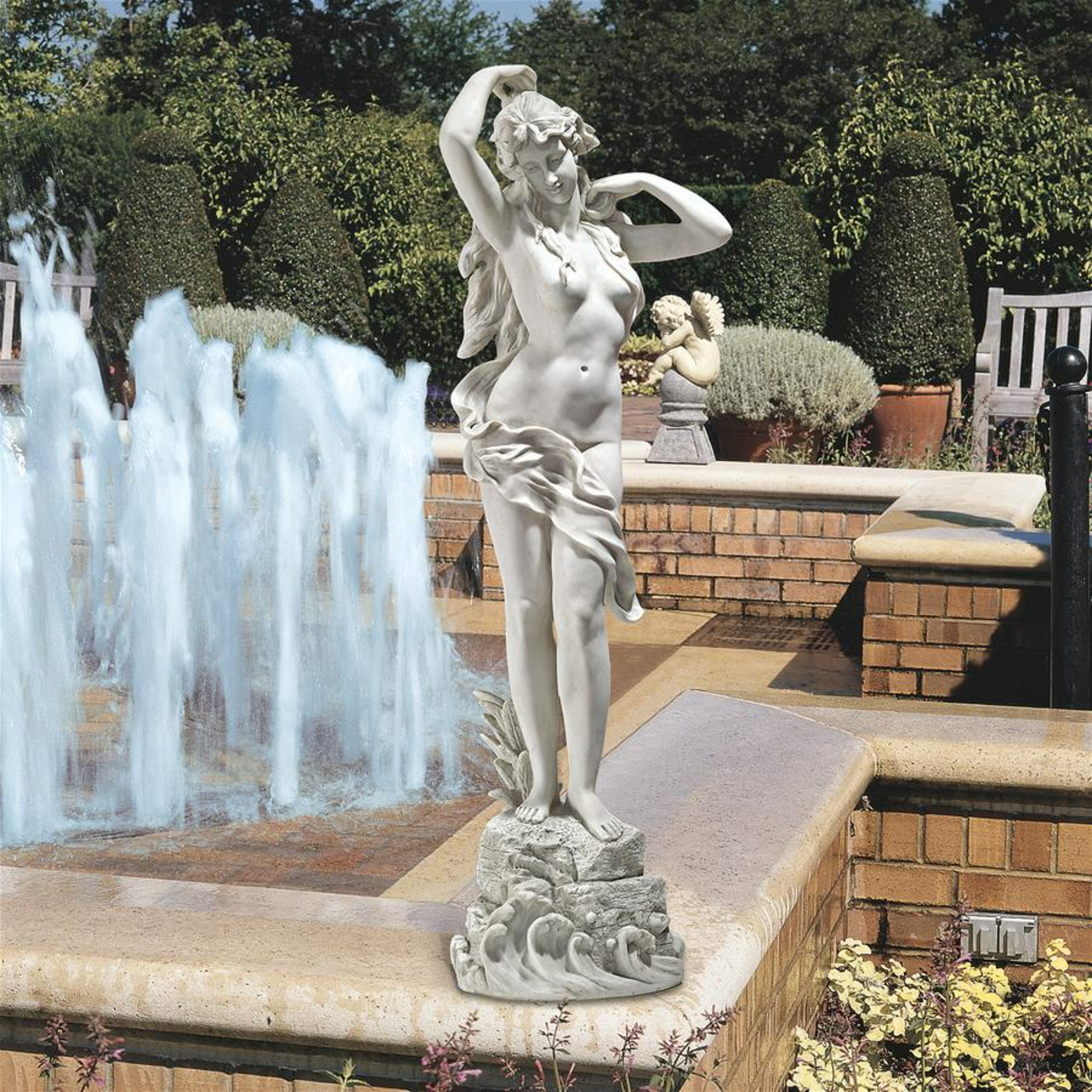 Spring Awakening Maiden Garden Statue - 40" - White & Gray | Pool Central