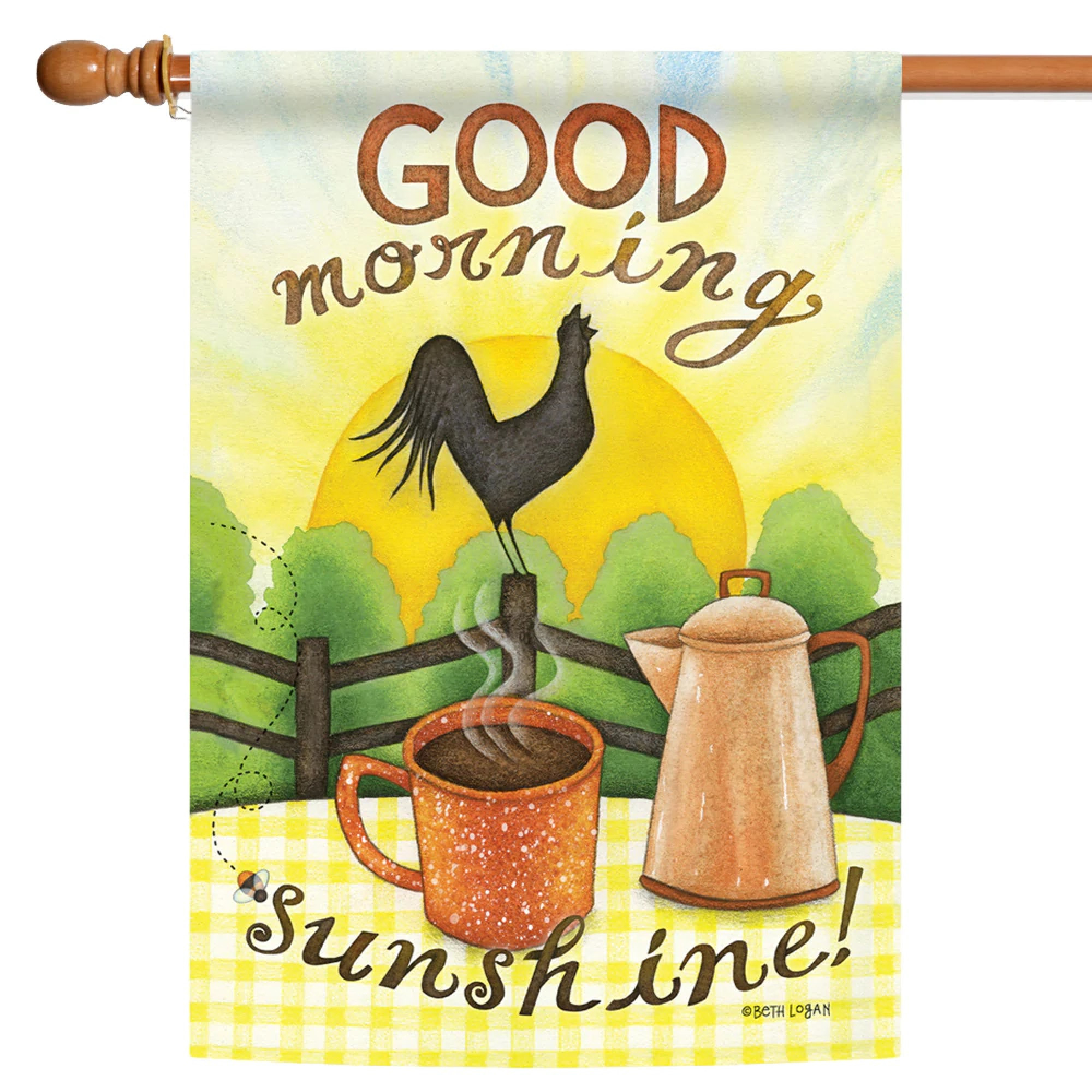 Chicken with Hot Coffee 'Good Morning Sunshine' House Flag 40" x 28 ...