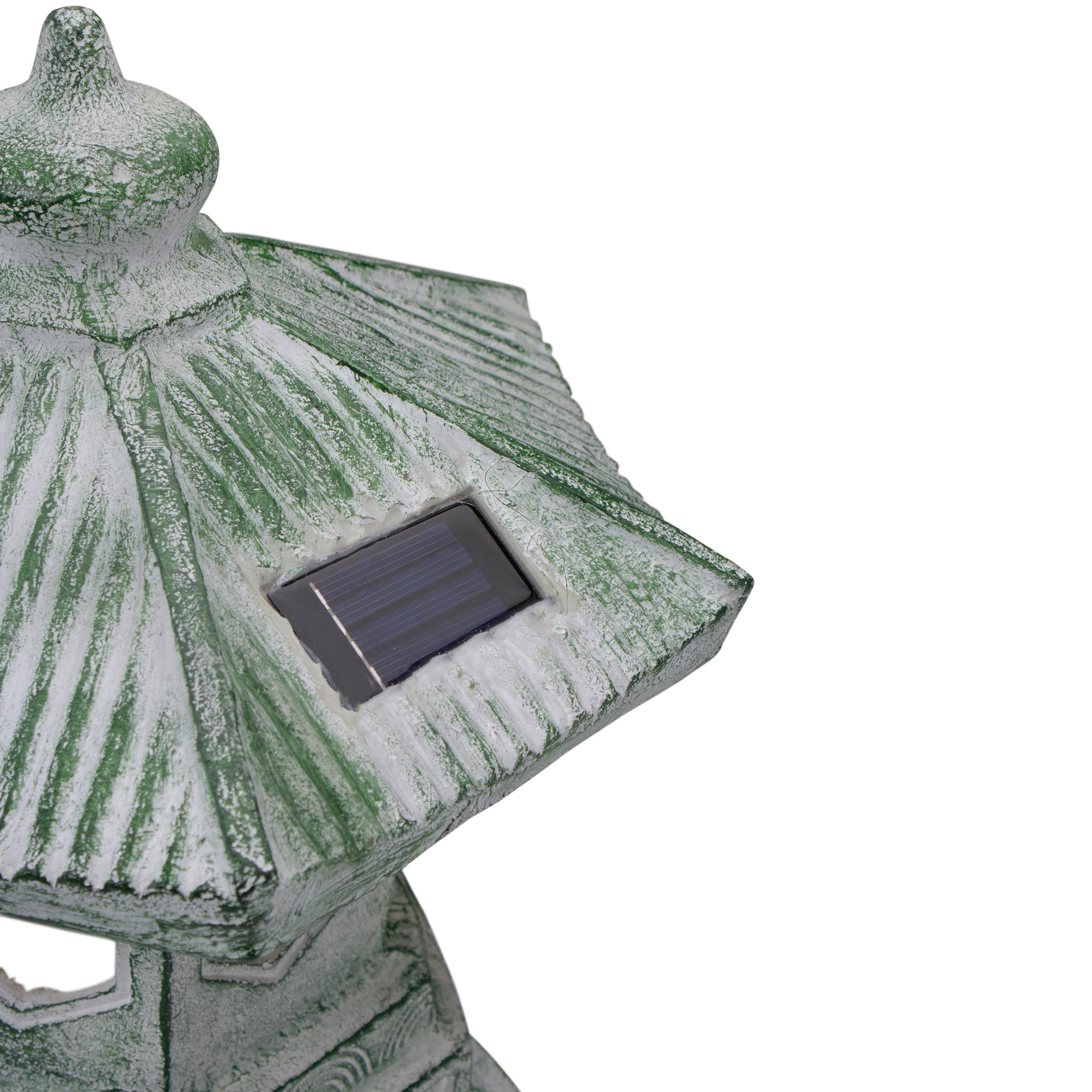 15.75" LED Lighted Green Patina Outdoor Solar Powered Pagoda Sculpture ...