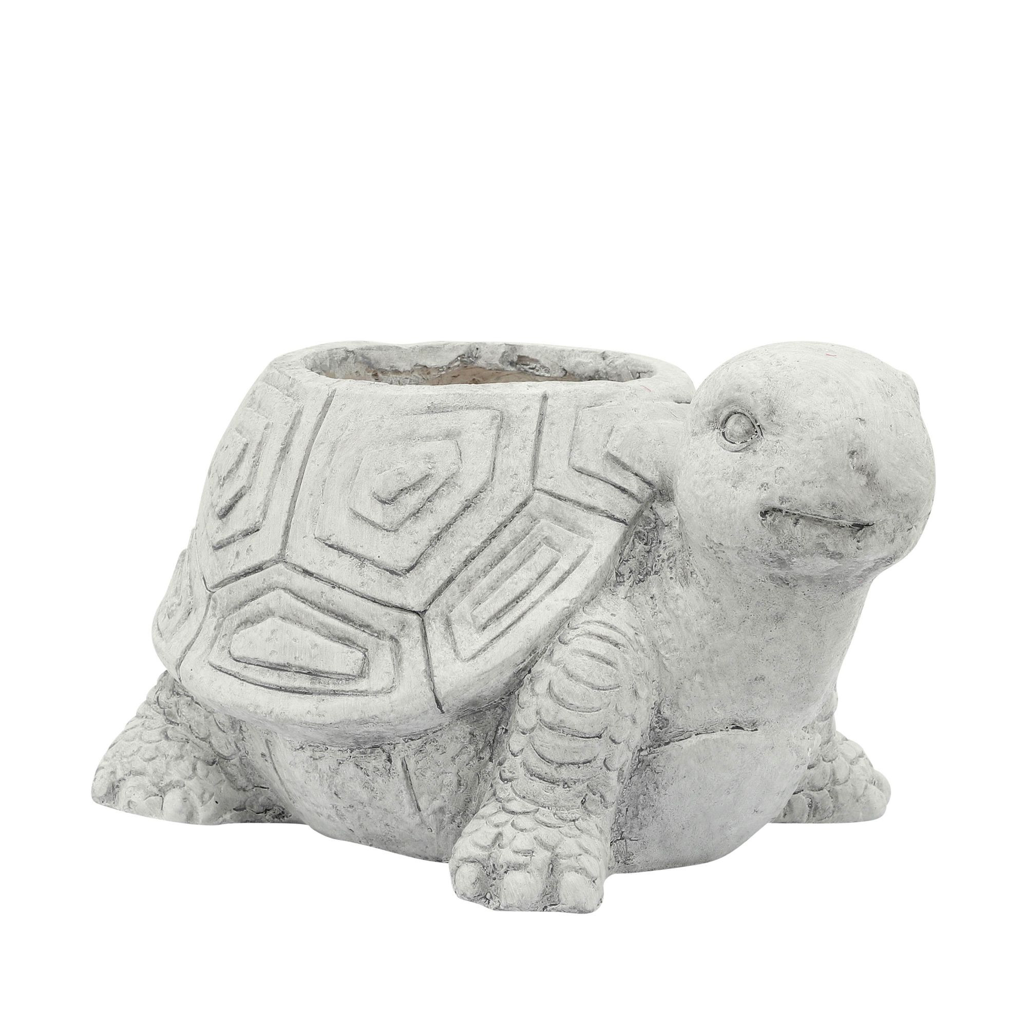 14" Ivory Finish Outdoor Tortoise Planter | Pool Central