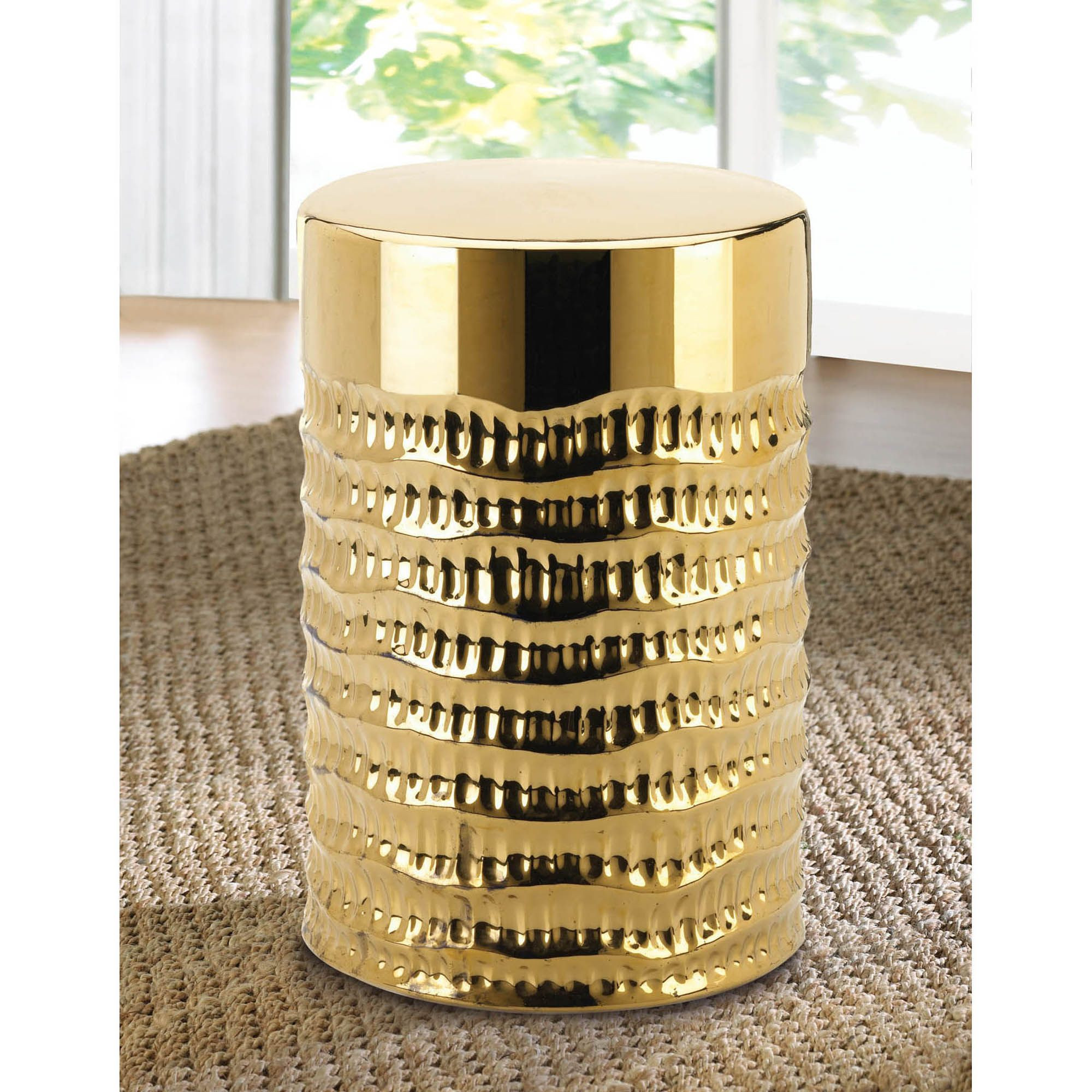 19.5" Gold Contemporary Multi-Purpose Accent Stool | Pool Central
