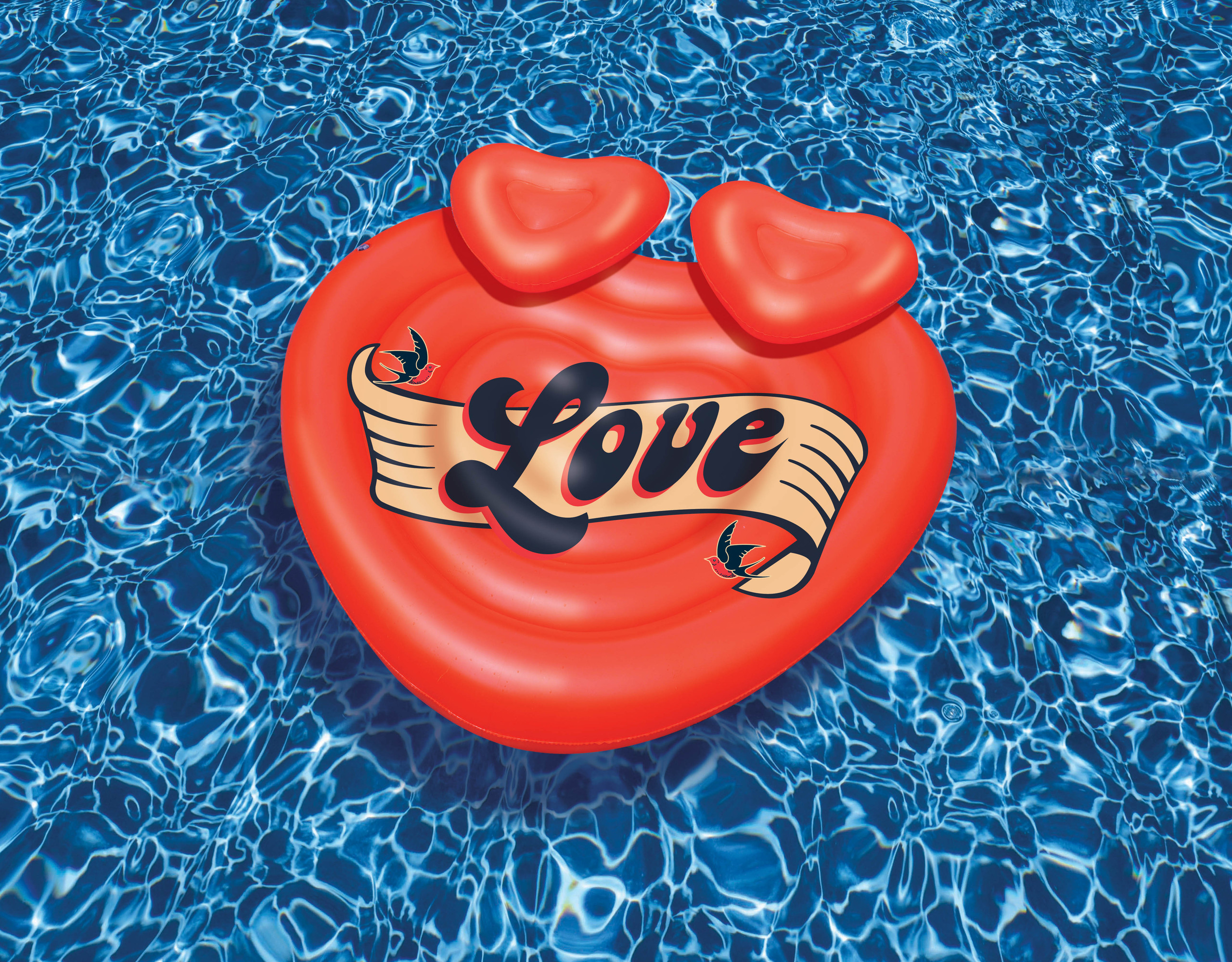 63" Inflatable Red Heart Shaped "Love" Swimming Pool Floating Raft ...