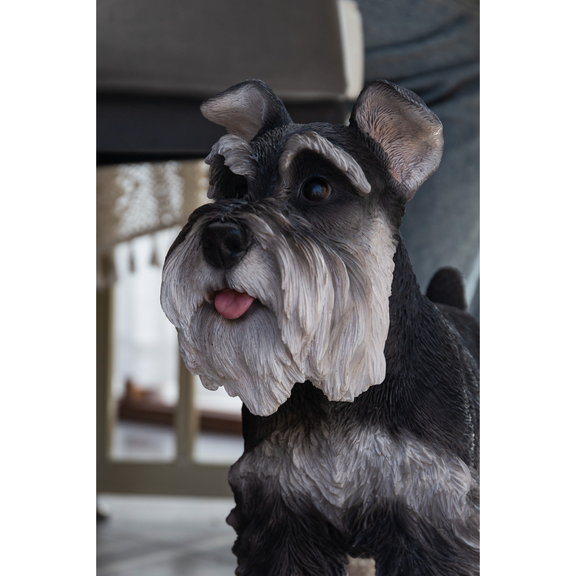 18" Black & White Standing Miniature Schnauzer Outdoor Garden Statue ...