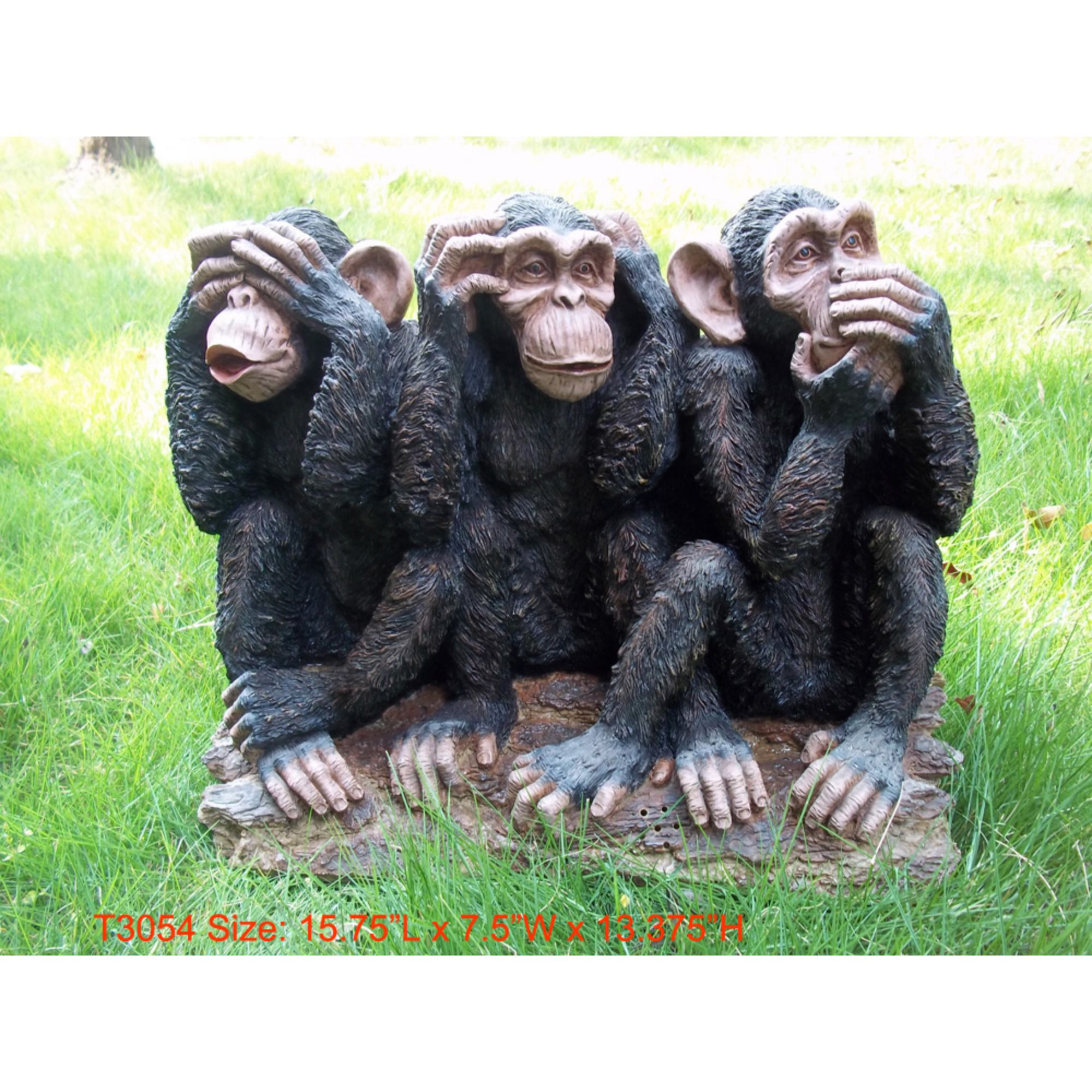 16" Three Wise Monkeys Outdoor Garden Statue | Pool Central
