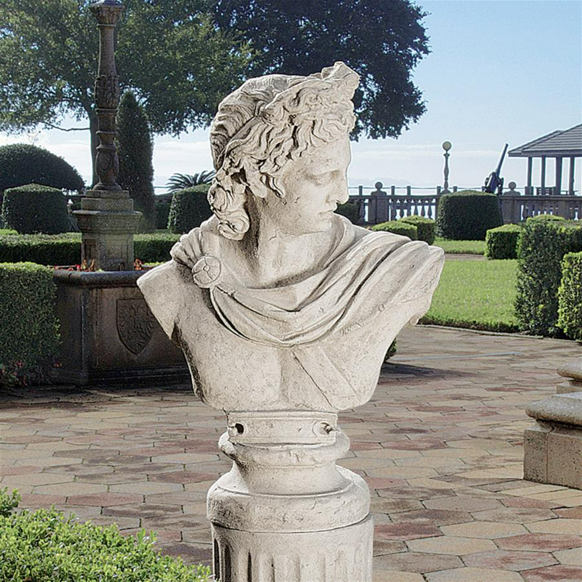 Apollo Belvedere Bust Garden Statue - 32.5" - Off White & Gray | Pool ...
