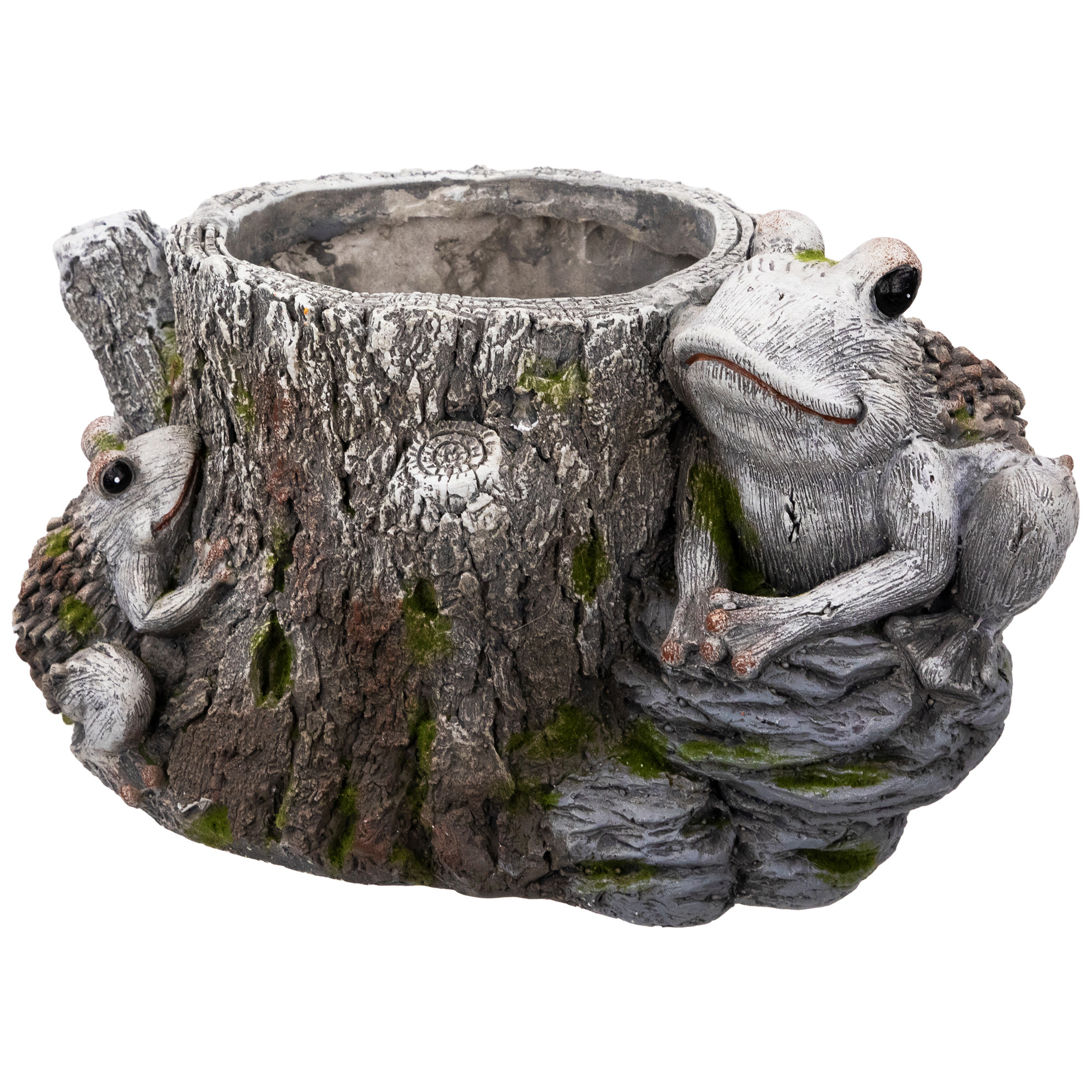 Frogs on Tree Stump Outdoor Garden Planter - 9" | Pool Central