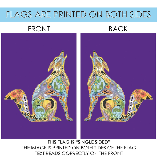 Purple & Yellow Animal Spirits Howling Wolf Outdoor Garden Flag 18" x ...