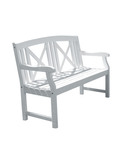 48" White Painted Finish X Back Outdoor Furniture Patio Bench | Pool ...