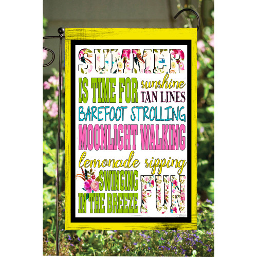 Warm & Vibrant "Summer Time" Decorative Rectangular Garden Flag 18" x ...
