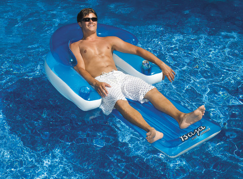 72" Blue & White Inflatable Easy Lounger Swimming Pool Chair Raft ...