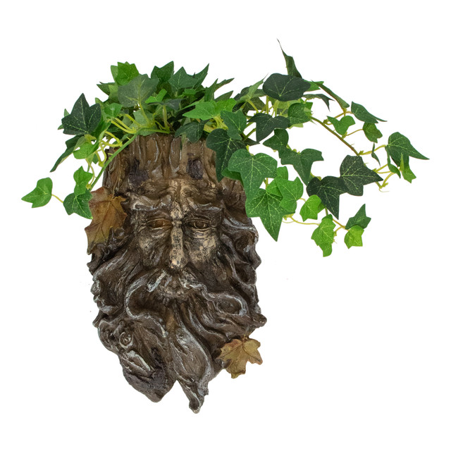 10.25" Brown Tree Face Outdoor Garden Planter | Pool Central