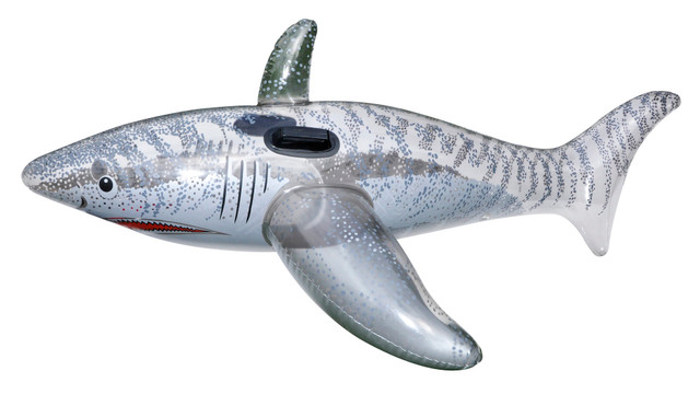 Inflatable Gray Ride-On Shark Swimming Pool Float, 72-Inch | Pool Central