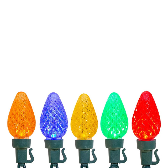 25-Count Multi-Color LED C7 Mini Christmas Lights, 10.75 ft Green Wire ...