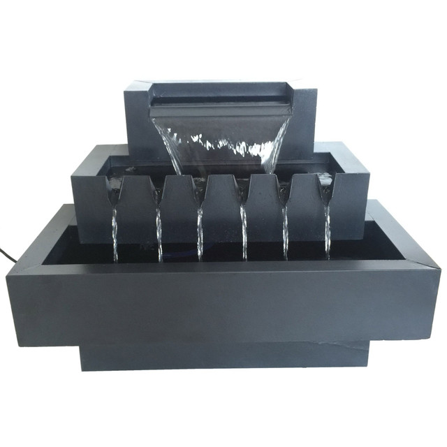 31.5" Charcoal Black Rectangular Outdoor Patio Garden Fountain | Pool ...