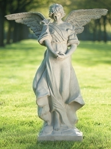 47" Tall Graceful Reflective Classic Style Praying Angel Outdoor Garden ...