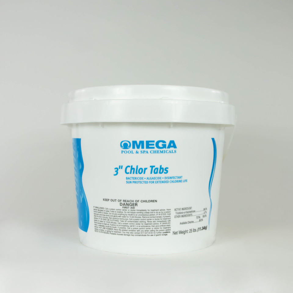 3" Omega Trichlor Tabs for Swimming Pools - 25 Lbs. | Pool Central