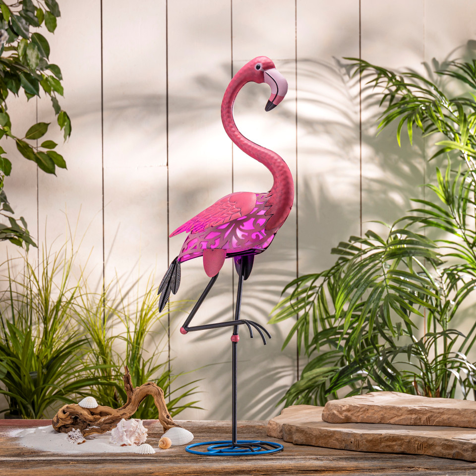 LED Solar Lighted Flamingo Outdoor Lawn Decoration - 31.25" - Pink ...