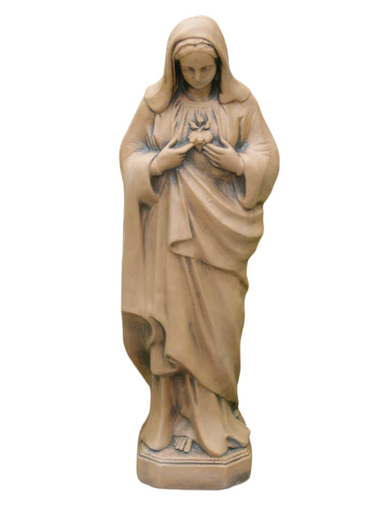 Scared Heat of Mary Outdoor Patio Statue - 25" - Saddle Stone Finish ...