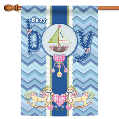 Baby Boy Joy Announcement Outdoor House Flag - 40" x 28" - Blue | Pool ...