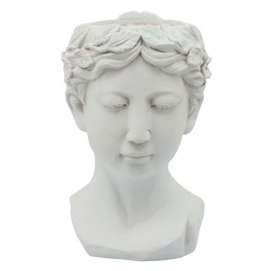 15" Lady Head Statue Outdoor Standing Planter | Pool Central