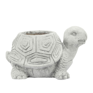 14" Ivory Finish Outdoor Tortoise Planter | Pool Central