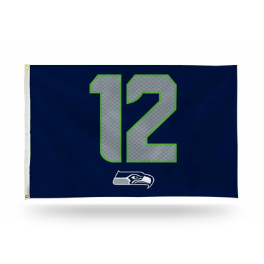 3' x 5' Navy Blue & Gray NFL Seattle Seahawks "12" Rectangular Banner ...