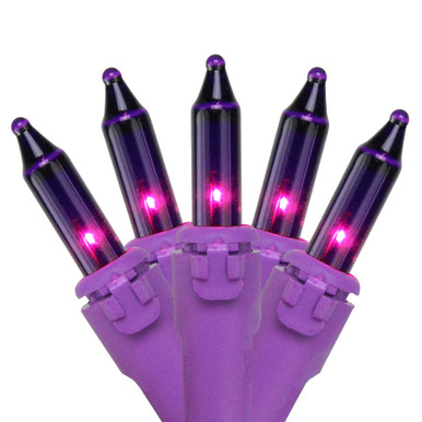 50-Count Purple Mini Christmas Light Set, 17ft Purple Wire | Pool Central
