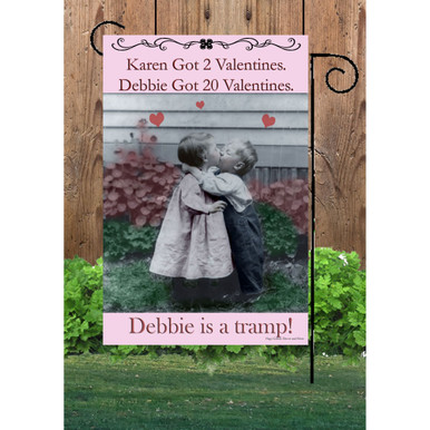 Pink & Red Valentine Debbie is a Tramp Rectangular Garden Flag 18" x 12 ...