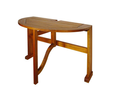 Nyatoh Hardwood Drop Leaf Half-Oval Table | Pool Central