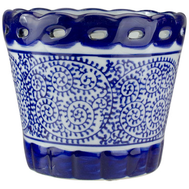 5.5" Blue & White Delft Design Ceramic Flower Pot | Pool Central