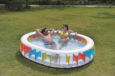98" Elliptical Shaped Inflatable Pool with Multi-Colored Panels | Pool ...