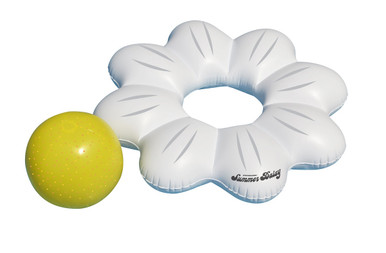 48" White & Yellow Inflatable Summer Daisy with Glitter Beach Ball ...