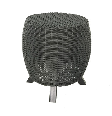 18" Matte Black Contemporary Outdoor Round Foot Stool | Pool Central