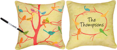 18" Yellow Family Flocking Together Family Tree Reversible Decorative ...