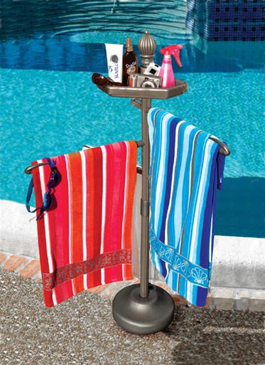 55" Bronze Outdoor Summer Pool & Spa Accessories Tray & Beach Towel ...