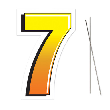 18" Yellow & Black Number "7" Plastic Yard Sign with Metal Stakes ...