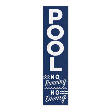 48" Blue & White "Pool No Running No Diving" Outdoor Leaning Porch Sign ...