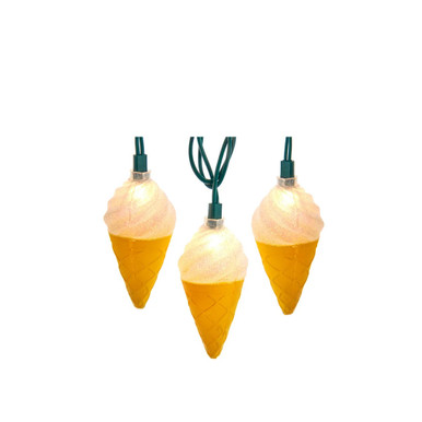 10-Count Ice Cream Cone Christmas Lights, Green Wire | Pool Central