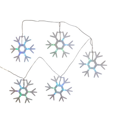 30-Count LED Lighted Snowflake String Light Set - 6ft - Multicolor ...