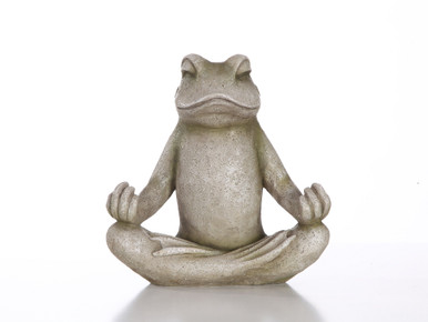 Frog In Lotus Position Outdoor Garden Statue - 12.25" - Gray | Pool Central