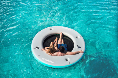Inflatable Circular Mesh Dock - 8' - Blue & White | Pool Central