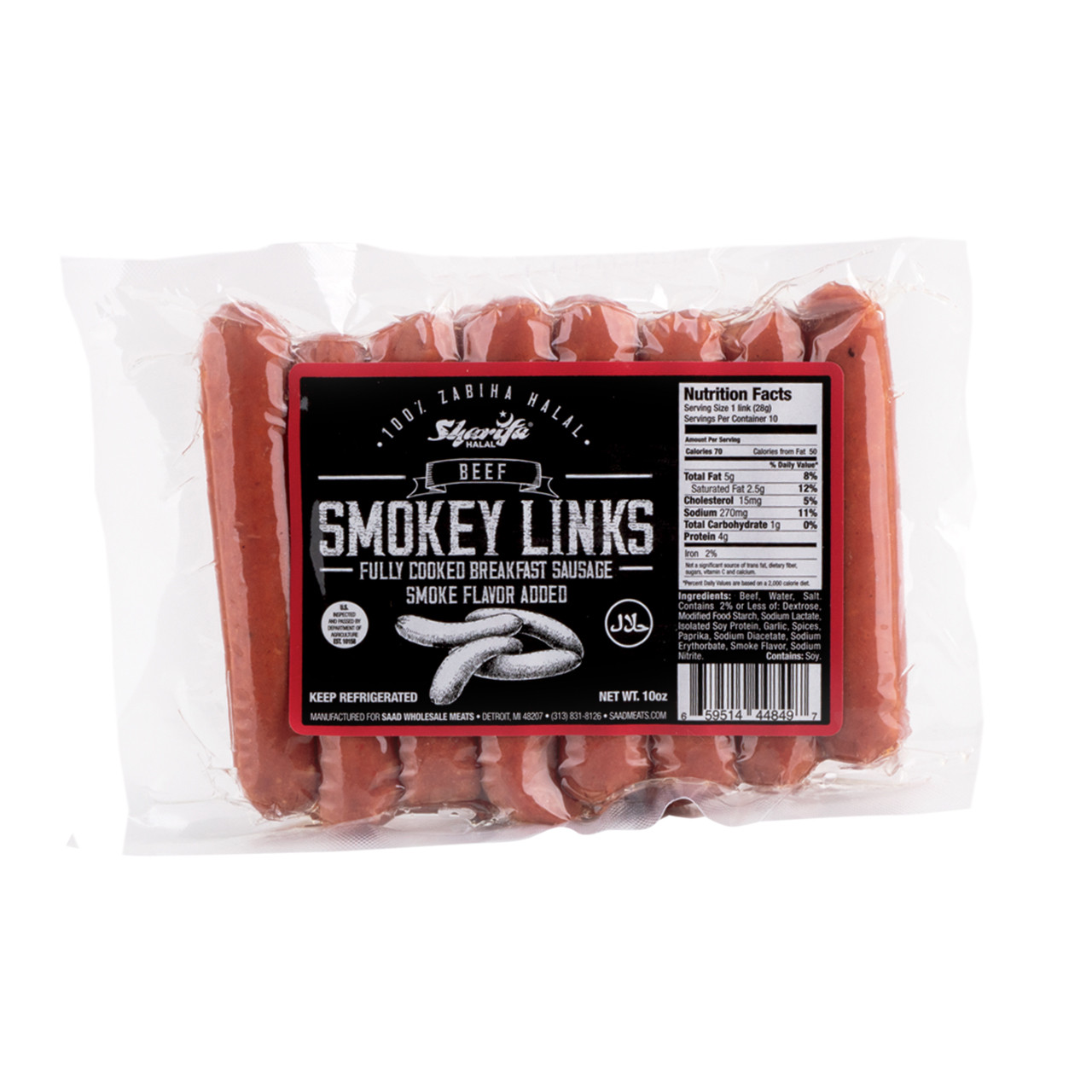 Sharifa Halal® Beef Smokey Links (Package) - Saad Wholesale Meats