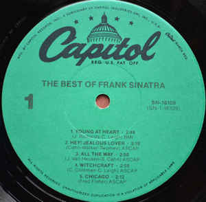 Best of Frank Sinatra - 1979 Capitol Label LP w/Like New Vinyl ...