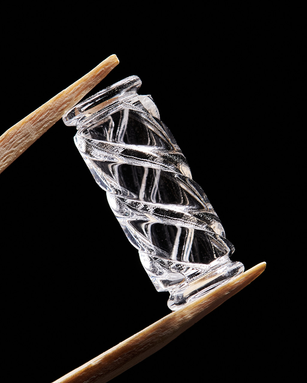 Spiral Tech Hollow Quartz Bead Small Werld Glass
