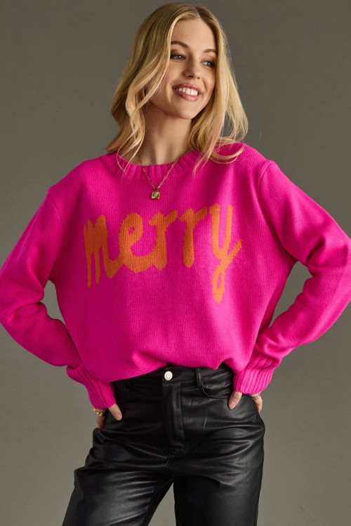 Bright Pink Merry Sweater - Vibeage