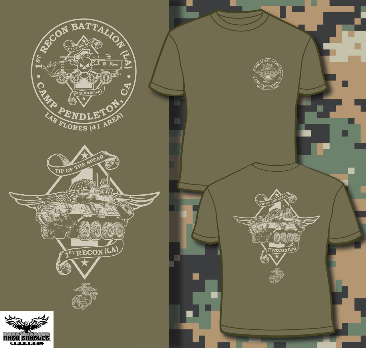 1st Recon Batallion Light Armored (LA) Camp Pendleton T-shirt - Hard ...
